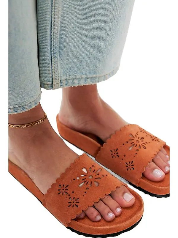 Free People Shore Cut-out Footbed Sandals - Terracotta Suede