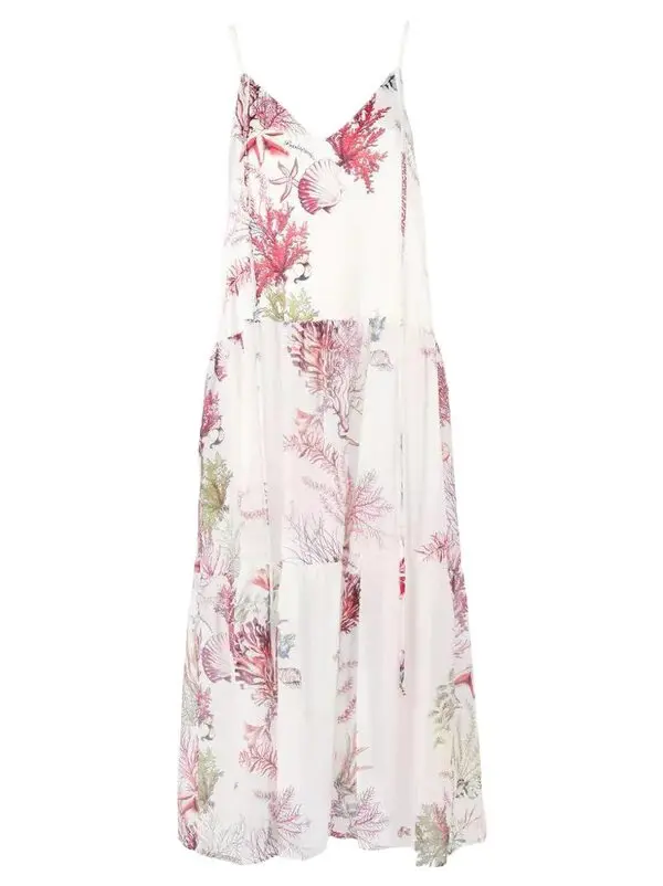 SHIRTAPORTER Tiered Printed Dress - White