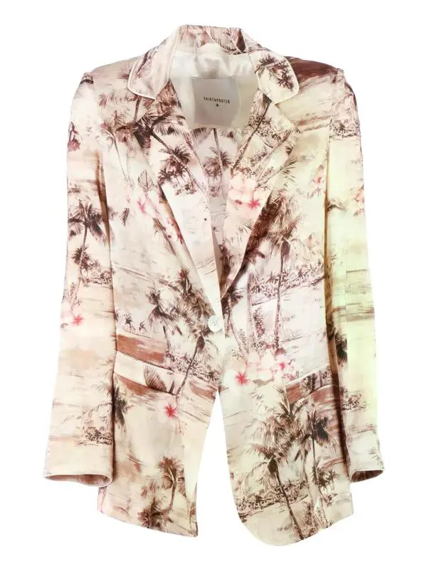 SHIRTAPORTER Graphic-print Single-breasted Blazer - Neutrals