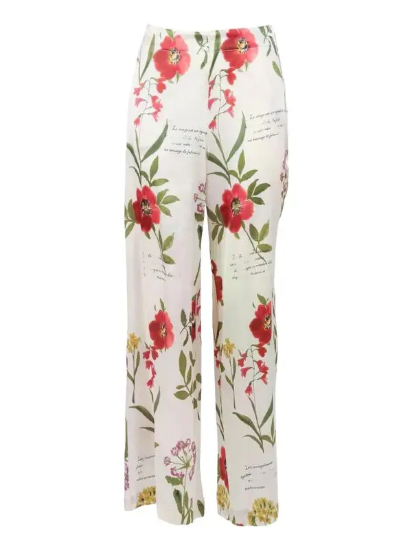SHIRTAPORTER Floral-print Palazzo Trousers - Neutrals