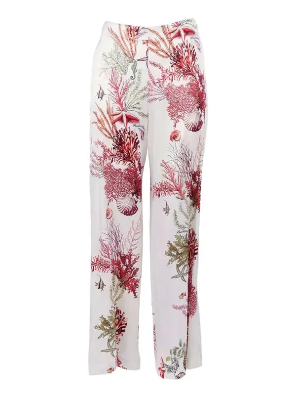 SHIRTAPORTER Floral-print Palazzo Trousers - White
