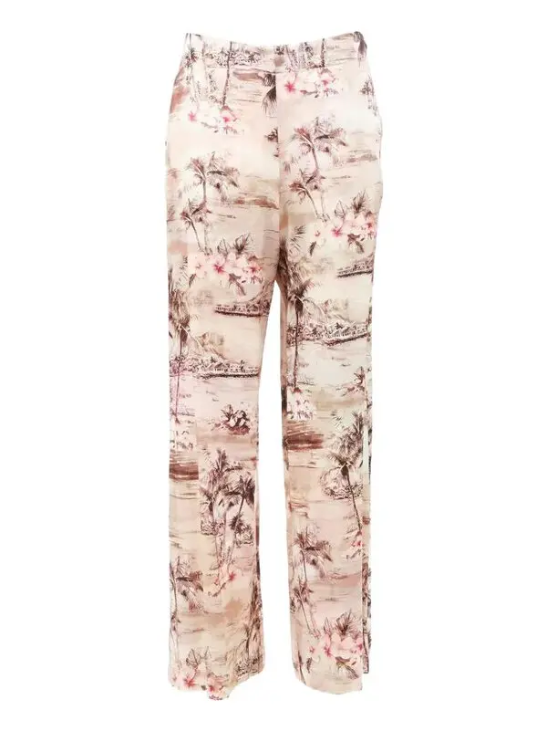 SHIRTAPORTER Graphic-print Palazzo Trousers - Neutrals