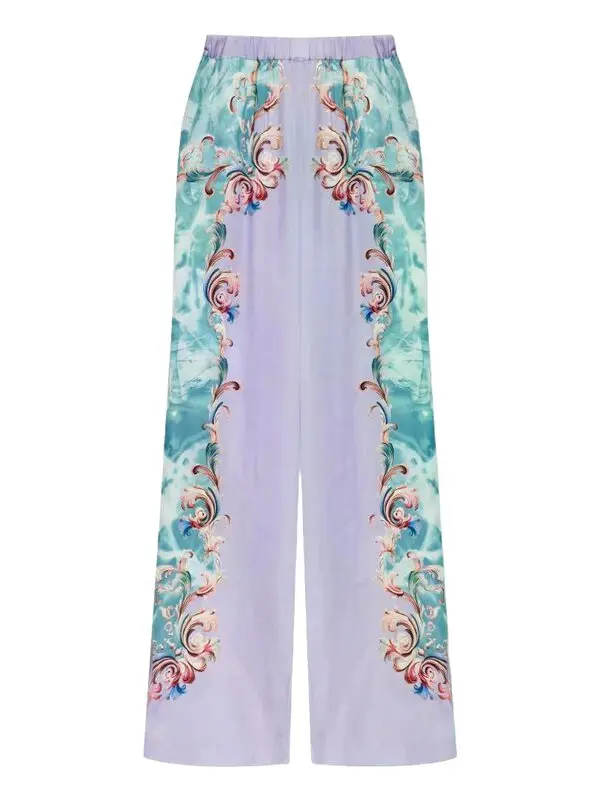 Versace Floral Print Trousers - Purple