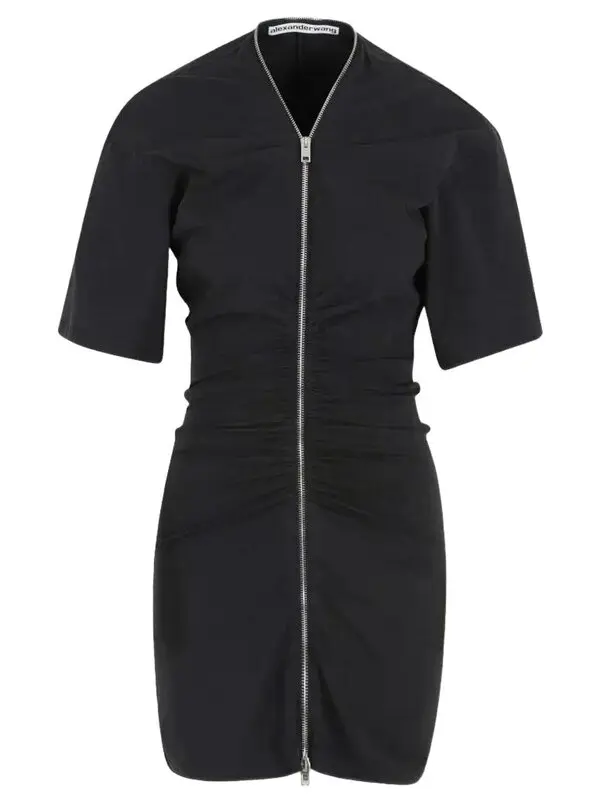 Alexander Wang Zip-up Gathered Dress - Black
