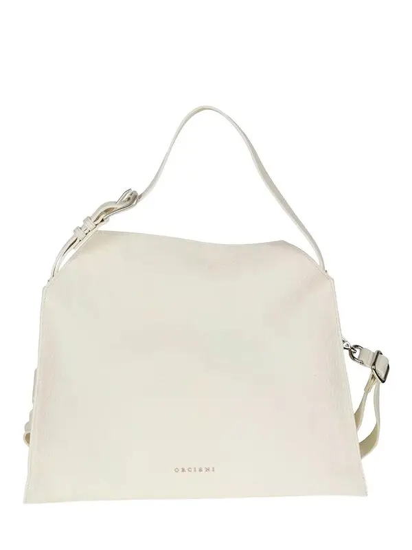 ORTIGNI Small Trinity Leather Tote Bag - White