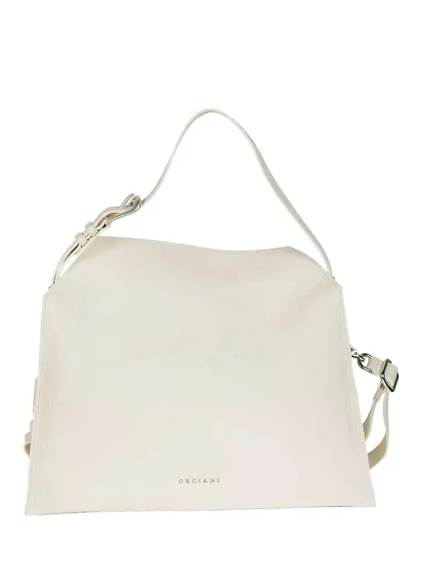 ORTIGNI Small Trinity Leather Tote Bag - White