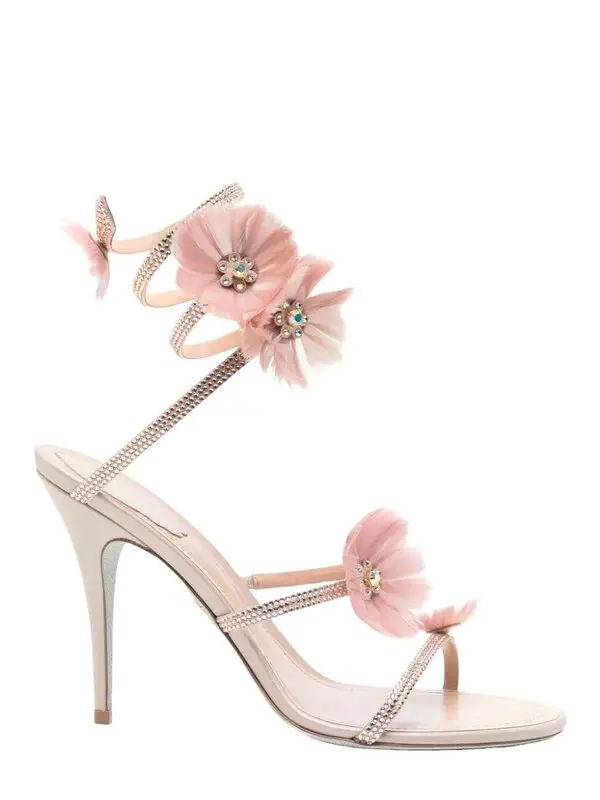 Rene Caovilla Jolene Embellished Heeled Sandals - Neutrals