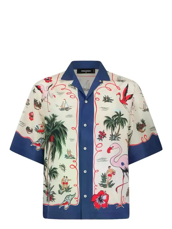Dsquared2 Aloha Souvenir Patterned Shirt - Neutrals