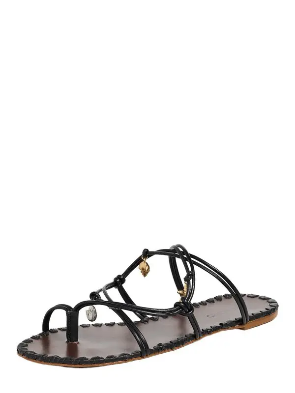 Farm Rio Sea Flat Sandals - Black And Cuoio