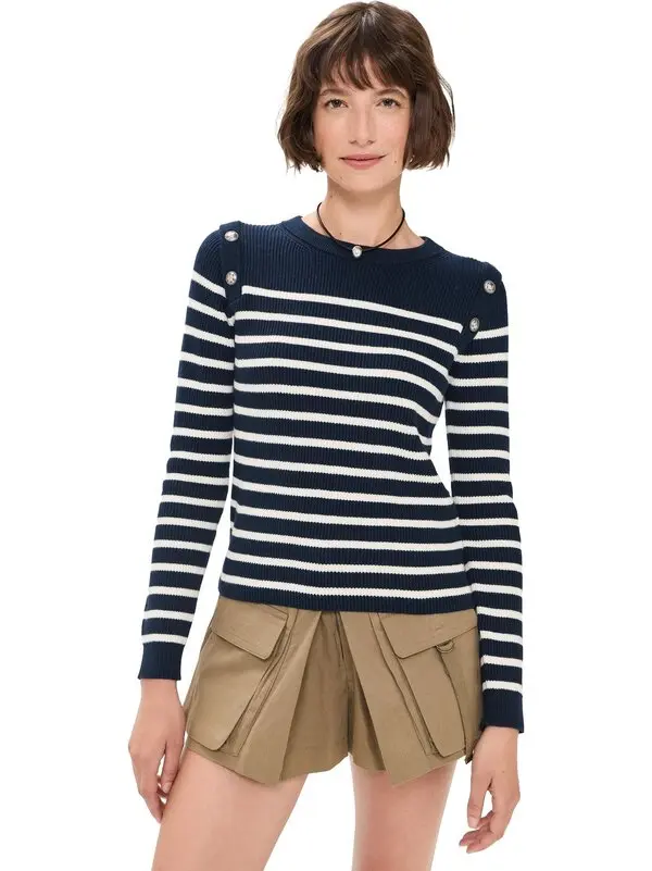 Ba&sh Matio Striped Sweater - Navy