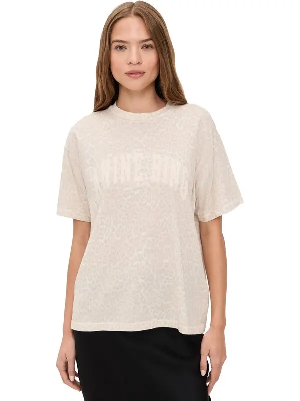 ANINE BING Cade Tee - Washed White Leopard