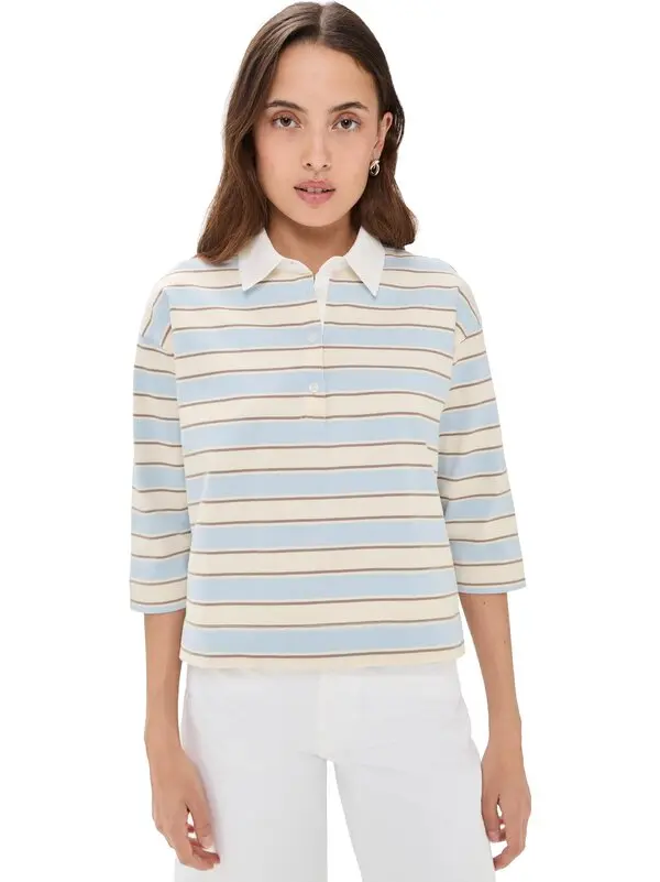 PERFECTWHITETEE Cotton Rugby Shirt - Powder Blue Stripe