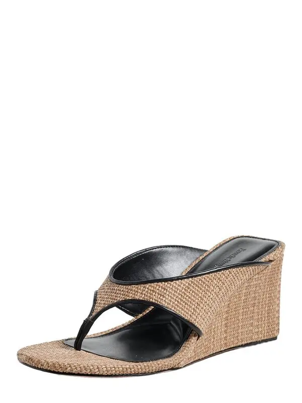 FAVORITE DAUGHTER Emerson Too Raffia Sandals - Dk Natural/black