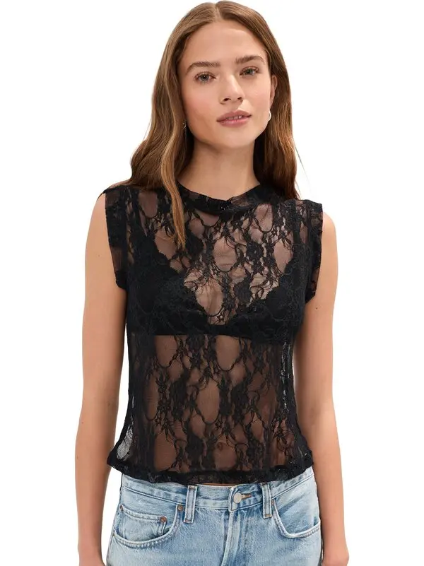 LE BOP Ella Lace Tank Top - Black