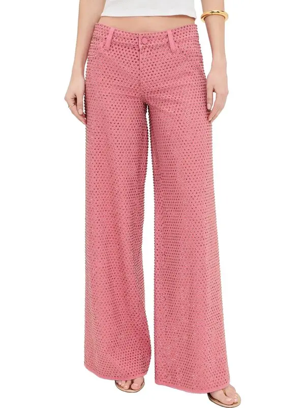Alice + Olivia Embellished Baggy Jeans - Deep Rose/rose Gold