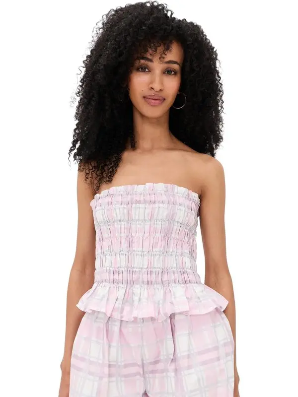 MADISON THE LABEL Eloise Strapless Top - Check Print