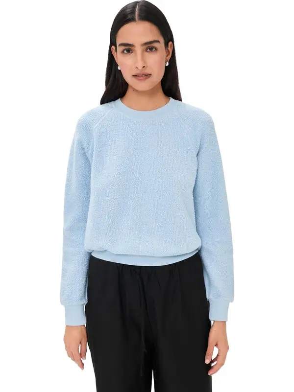 PERFECTWHITETEE Ziggy Inside Out Fleece Long Sleeve Crewneck Sweatshirt - Powder Blue