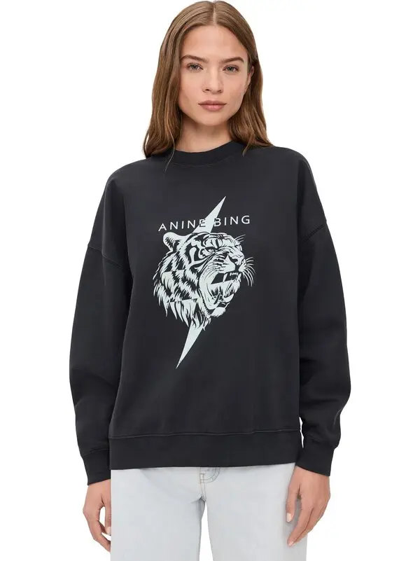 ANINE BING Miles Tiger Graphic Sweatshirt - Vintage Black