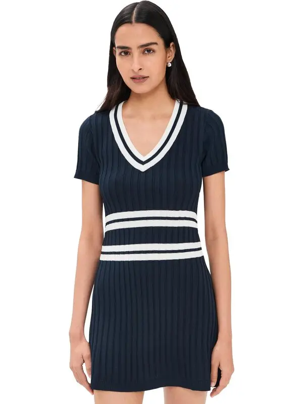 ROWING BLAZERS Knit Pleated Mini Dress - Navy