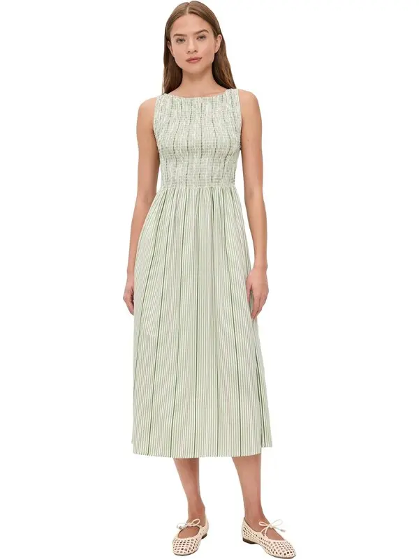 Hill House Home The Cosima Nap Dress - Green Jacquard Stripe