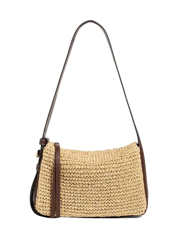 Tory Burch Romy Straw Small Shoulder Bag - Natural