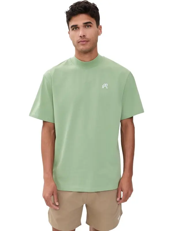MALBON Golf X Birds Of Georgia Mare Mockneck Tee - Seafoam Sage