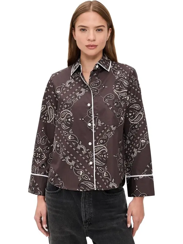 Madewell Pj Shirt In Poplin - Brown Bandana