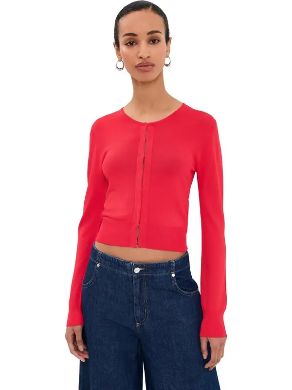 Brandon Maxwell Ellery Viscose Shrunken Cardigan - Red