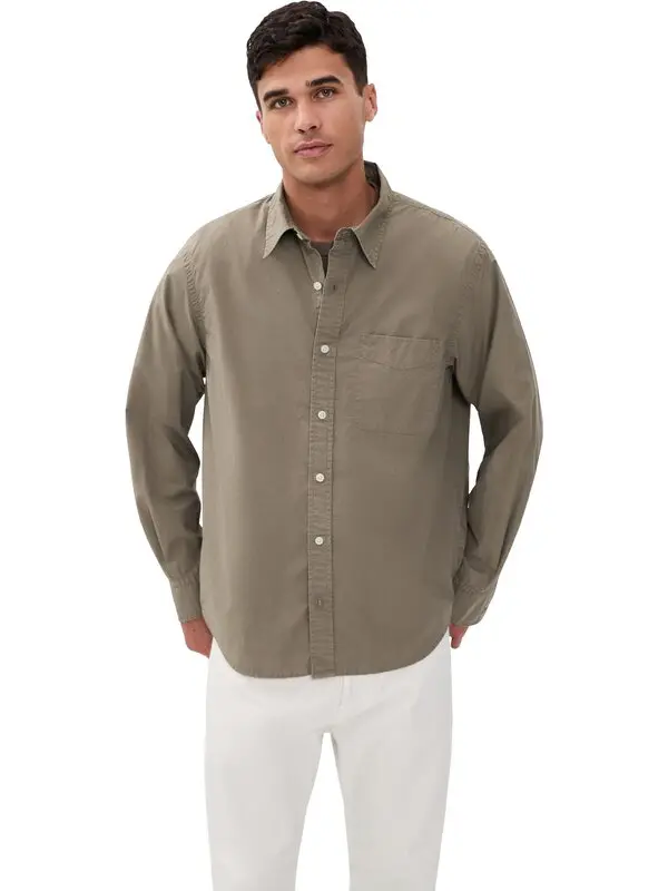 Madewell Long Sleeve Poplin Shirt - Dark Driftwood