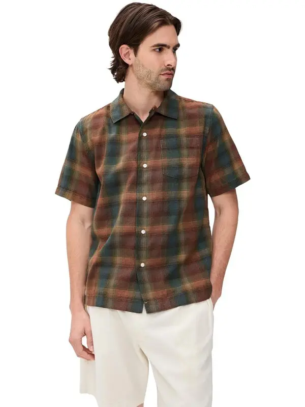 SERVICE WORKS Plaid Resort Shirt - Brown
