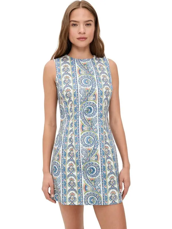 Hill House Home The Viola Paisley Print Mini Dress - Corsica Paisley Blue