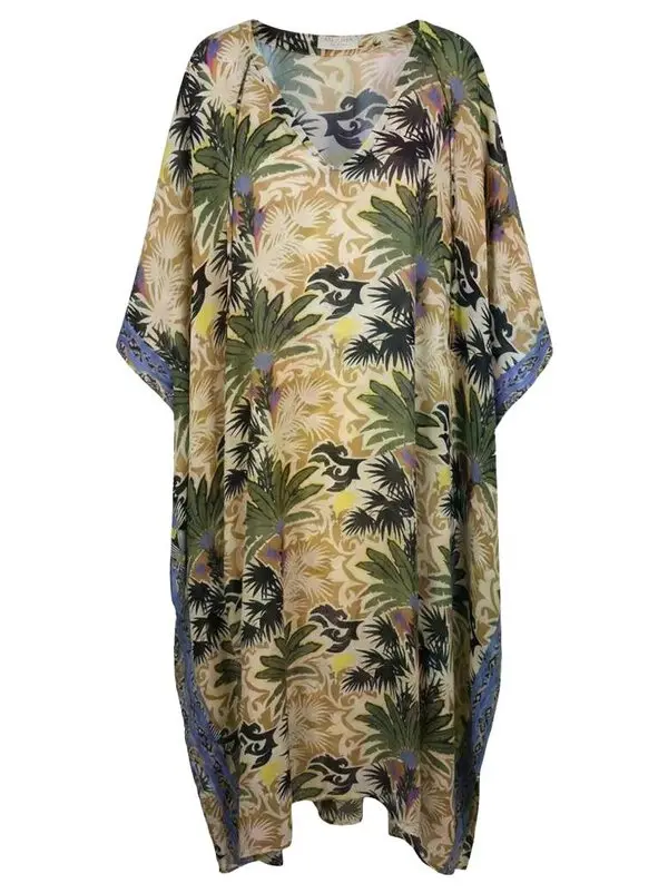 Anjuna Floral-print Poncho-style Maxi Dress - Neutrals