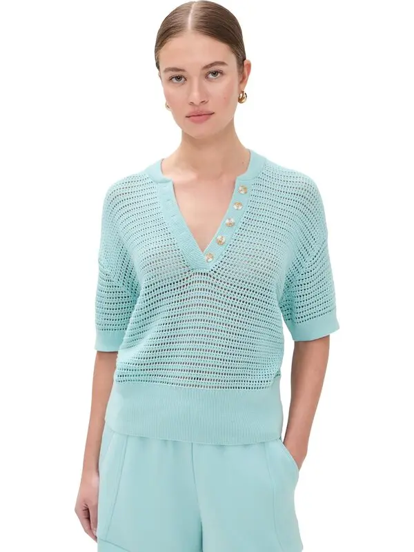 Varley Callie Knit Top - Porcelain Blue
