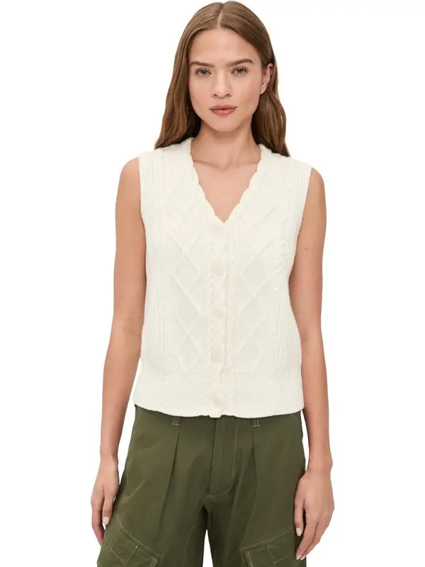 Varley Tatyana Cable Knit Vest - Egret