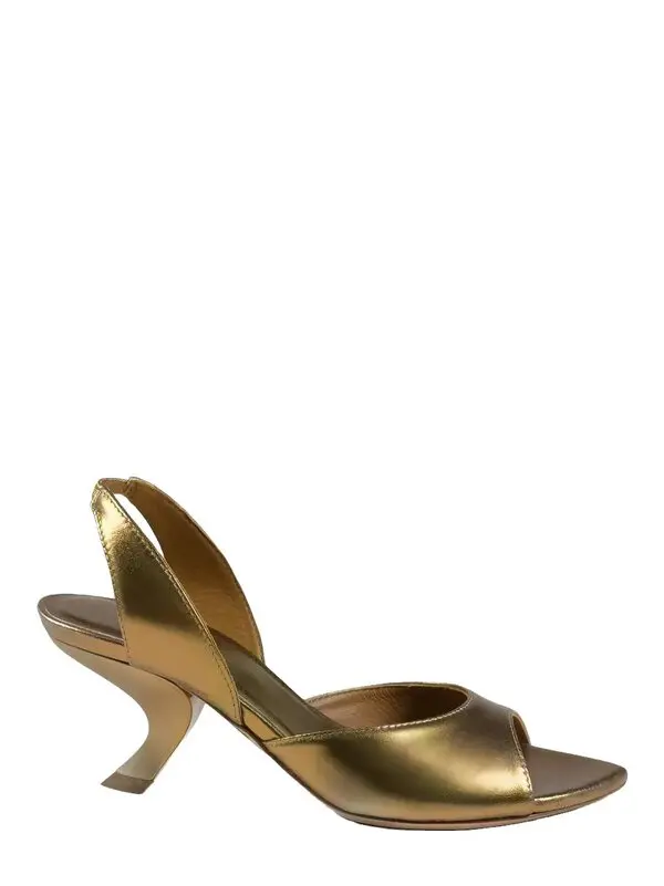 VIC MATIE Open-toe Leather Slingback Sandals - Gold