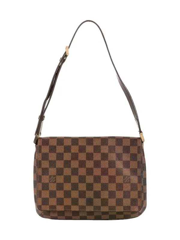 LOUIS VUITTON Damier Ebene Musette Tango Shoulder Bag - Brown