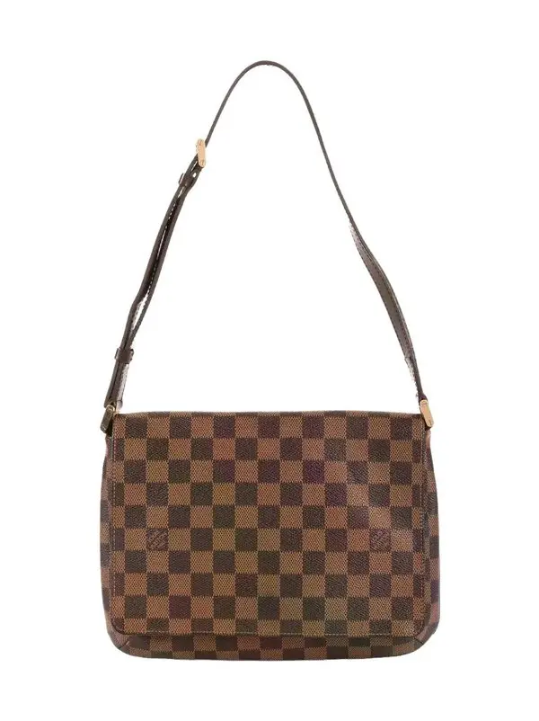 LOUIS VUITTON Damier Ebene Musette Tango Shoulder Bag - Brown