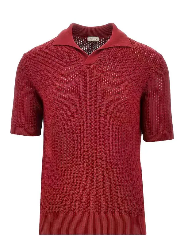 GALLIA Textured Polo - Red