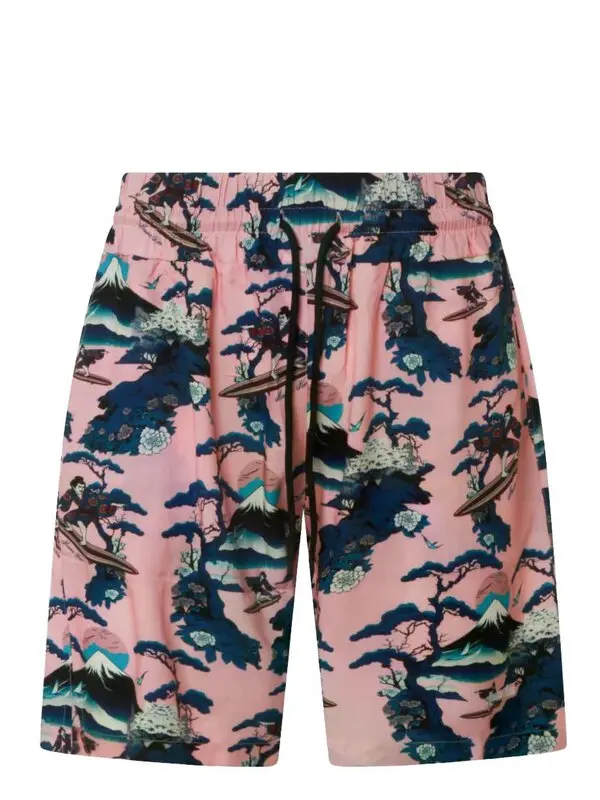 MAUNA KEA Patterned Drawstring Shorts - Pink