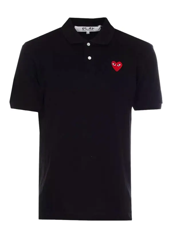 Play Comme Des Garcon Logo-patch Polo Shirt - Black
