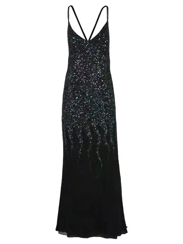 Jenny Packham Sequined Maxi Dress - Black