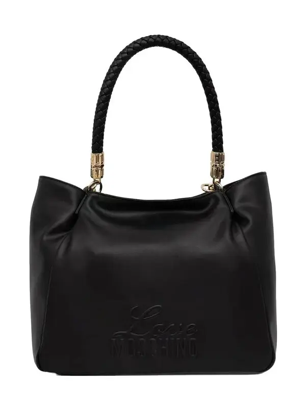 Moschino Logo-detail Braided-handle Tote - Black