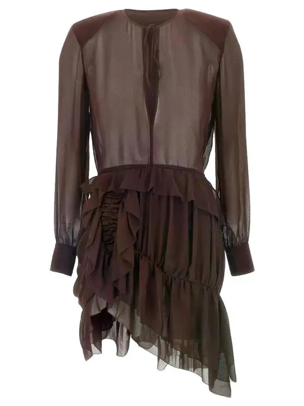 JACQUES Ruffled Mini Dress - Brown