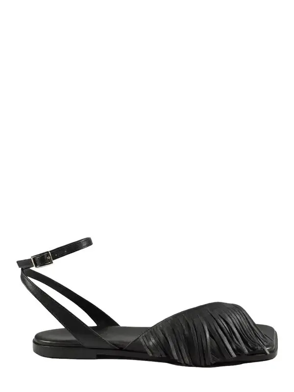 VIC MATIE Fringed Flat Sandals - Black