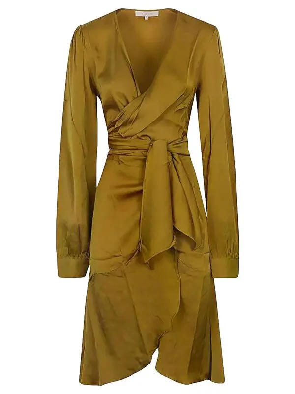 NOUVELLE SILK95FIVE Ananda V-neck Dress - Green