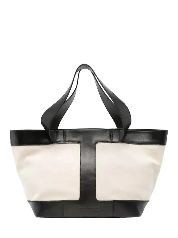 Iceberg Leather-panelled Canvas Shoulder Bag - Neutrals