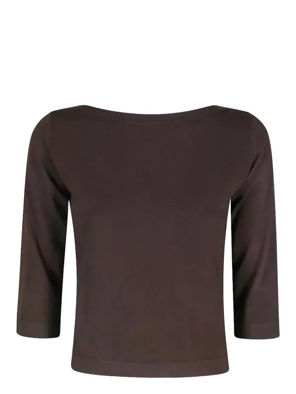 ROBERTO COLLINA Boat-neck 3/4 Sleeve Sweater - Brown