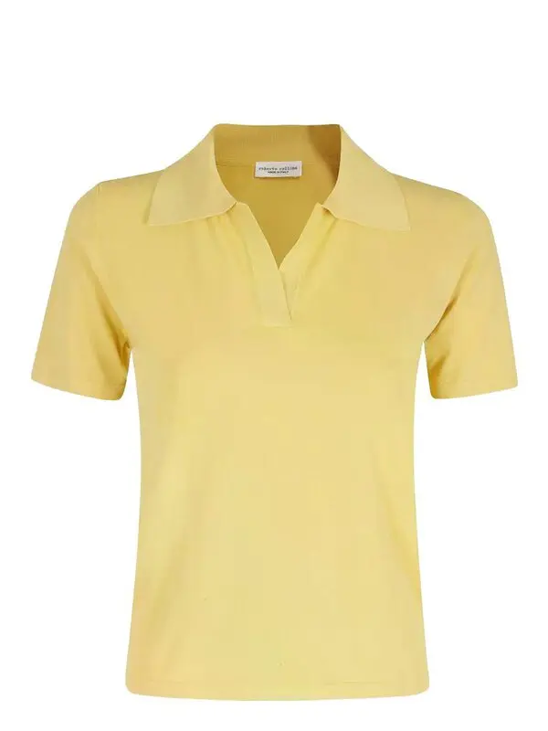 ROBERTO COLLINA Collared V-neck T-shirt - Yellow