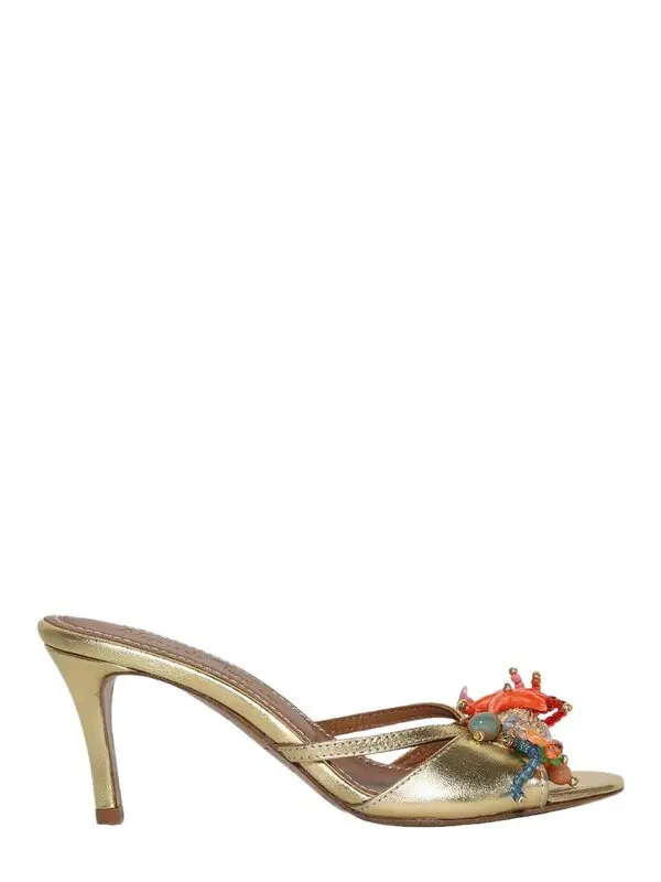 ALAMEDA TURQUESA Bahamas Beaded Mules - Gold