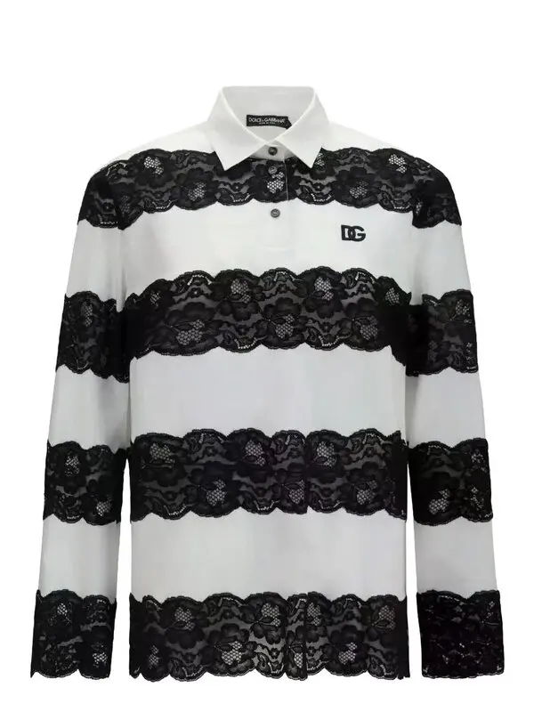 Dolce & Gabbana Striped Polo Shirt - White